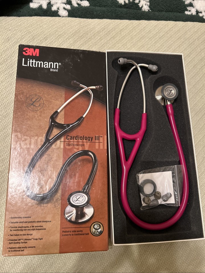 3M Littmann Cardiology III Stethoscope 3148. Raspberry. New, Open Box ...