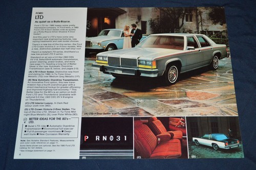 1980 Ford LTD Feature Print Original Dealer Advertisement Ad 80 Crown ...
