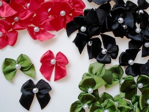 60 Satin 3/8" Ribbon Pearl Bead Bow/trim/sewing/Craft/Decoration F47 ...