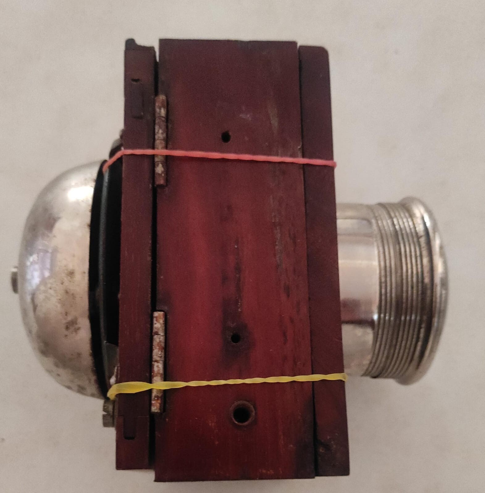 Old rare butler/servant wooden push button ,Gong Bell &lamp on a wooden ...