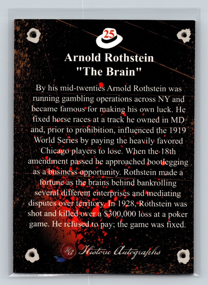Arnold Rothstein The Brain 2016 Historic Autographs The Mob #25 Trading ...