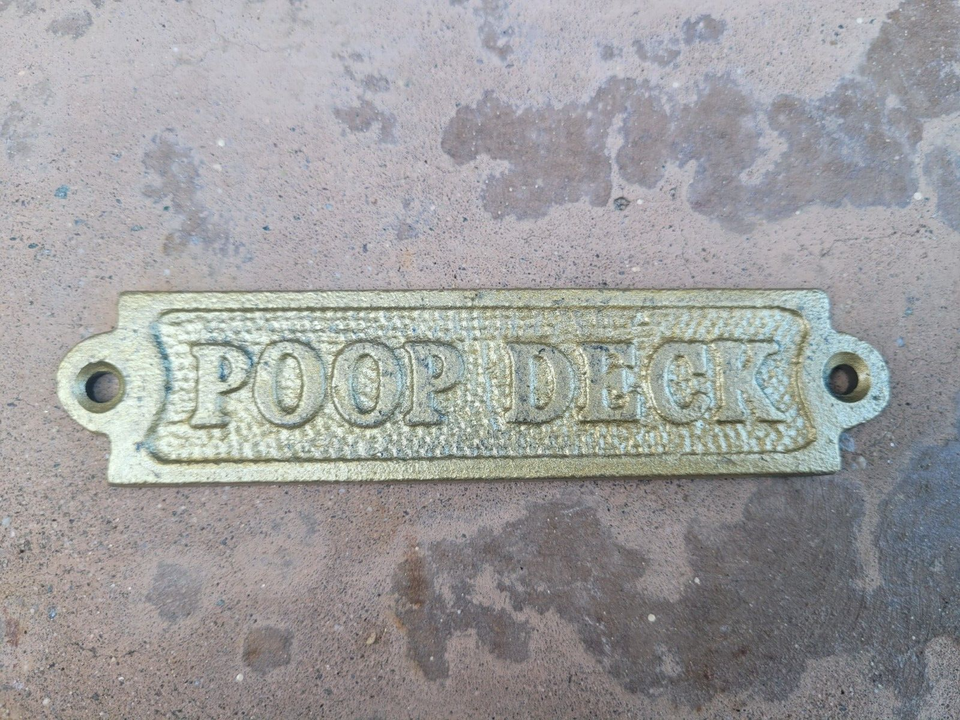 Cast Iron Poop Deck Wall Plaque Sign Nautical Beach House Boat Decor ...