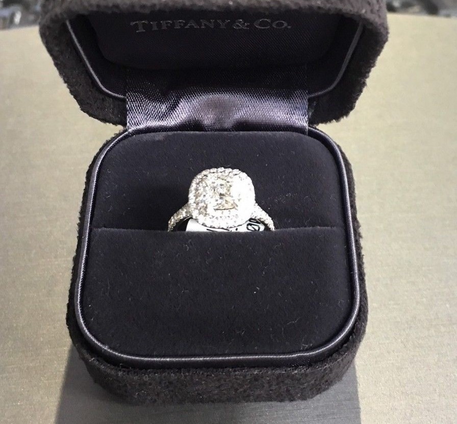 Original Tiffany&Co Engagement Ring Soleste Halo Ring with 1.01ct ...