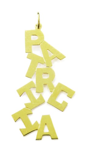 14K Yellow Gold Name " Patricia " Charm Necklace Pendant ~ 3.8g | eBay