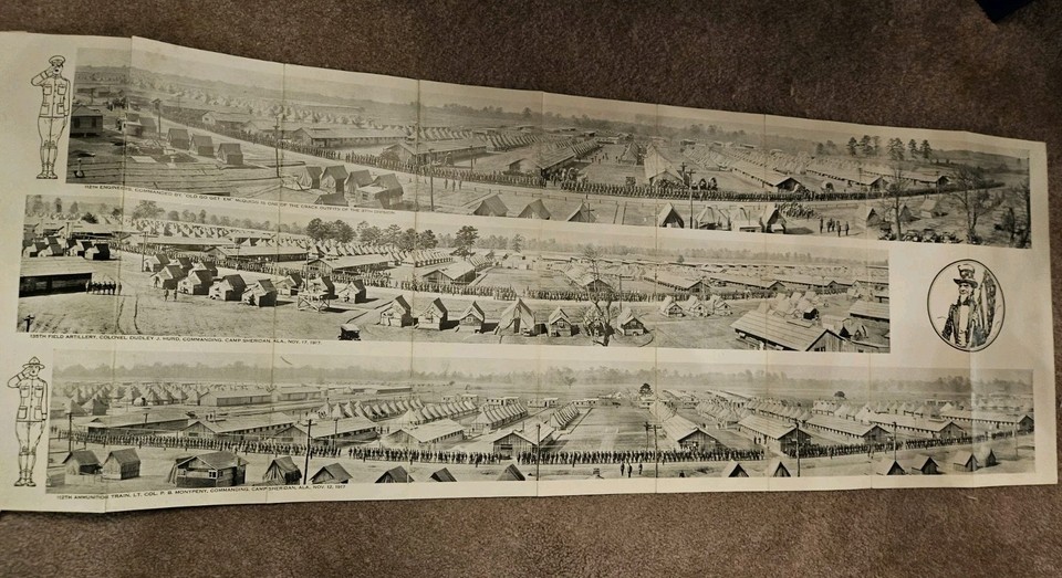 WWI 1917 Souvenir Camp Sheridan Montgomery Alabama Fold Out Soldiers ...