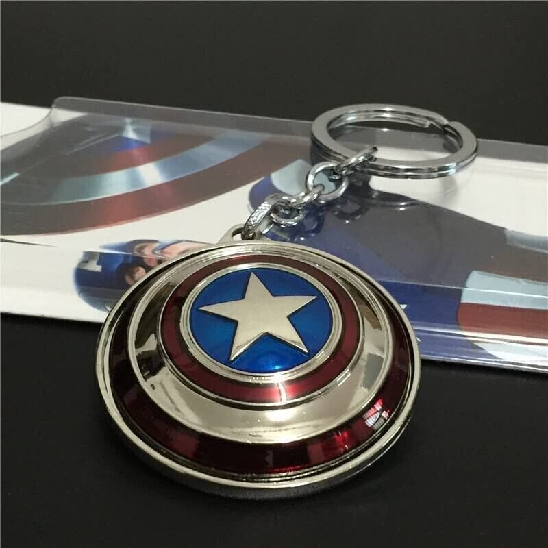 Captain America Glossy Finish Rotating Metal Shield Keychain Pack of 1 ...