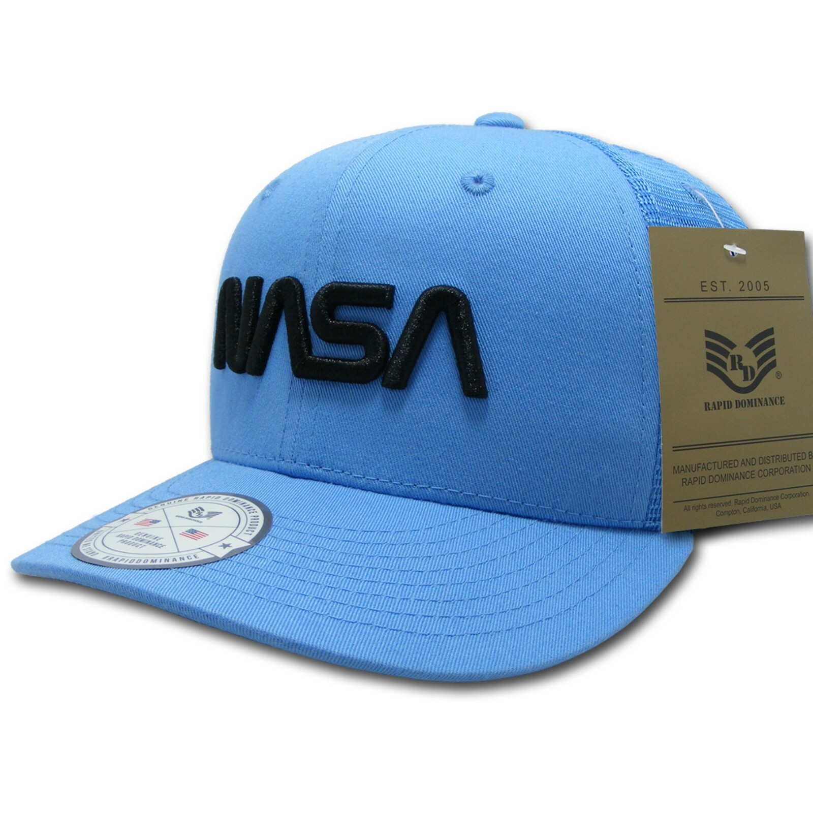 NASA Worm Insignia Structured Space Mesh Trucker Baseball Cap Hat - Sky ...