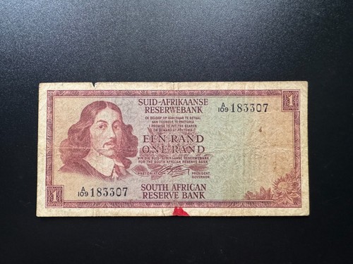 South Africa 1 Rand Banknote 1966 Old Circulated Paper Money Bank Bills ...