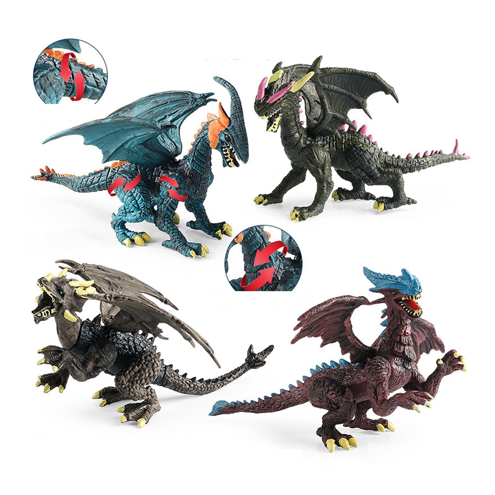 4 Pieces Evil Dragon Action Figures Prehistoric Jungle Animals for ...