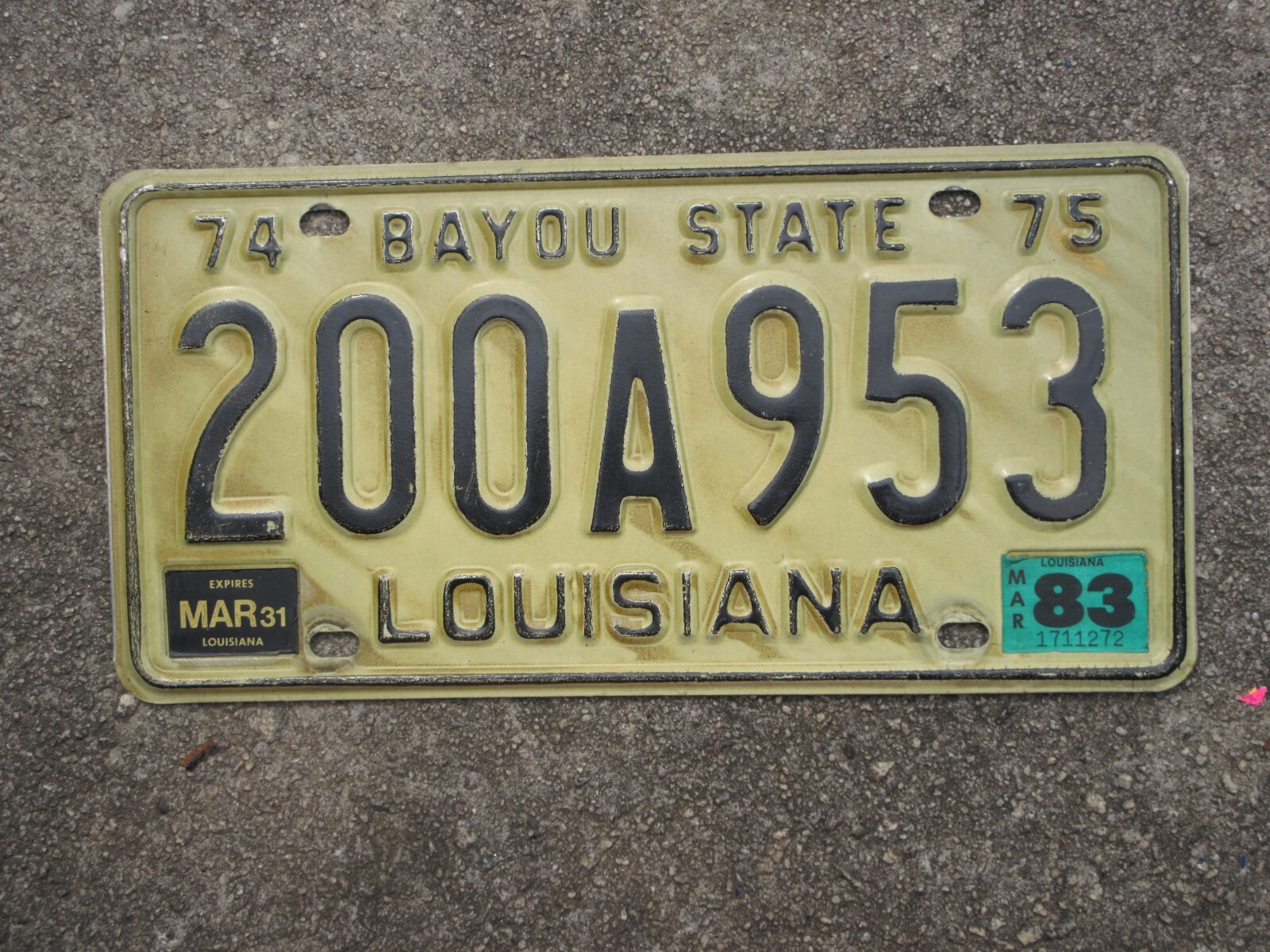 1983 Louisiana License Plate 200A953 Chevrolet Ford Dodge 1974 LA Chevy ...
