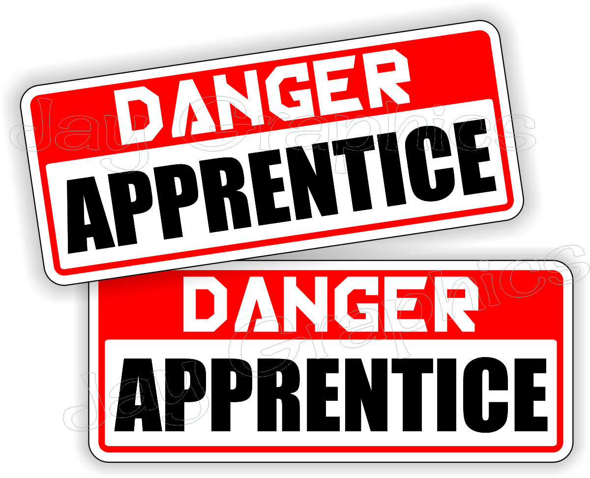 2 - Danger APPRENTICE Funny Hard Hat Stickers | Welding Laborer Helmet ...