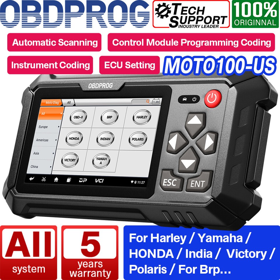Motorcycle Diagnostic Tool Full System OBD2 Scanner for Harley Honda ...