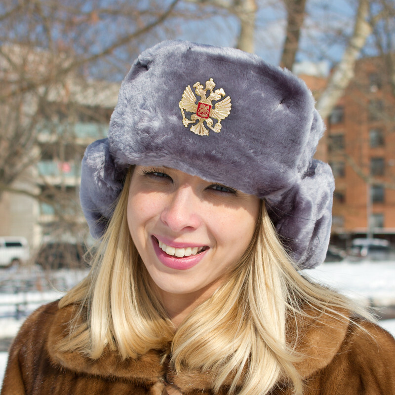 Gray Russian Ushanka Hat Made Russia Faux Fur Ушанка Ear Flap Mens ...