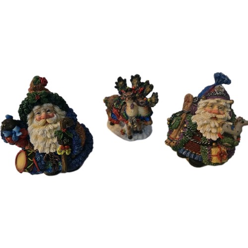 Vtg 90s Crinkle Claus Santa & Reindeer Figurine Lot Christmas Holiday ...
