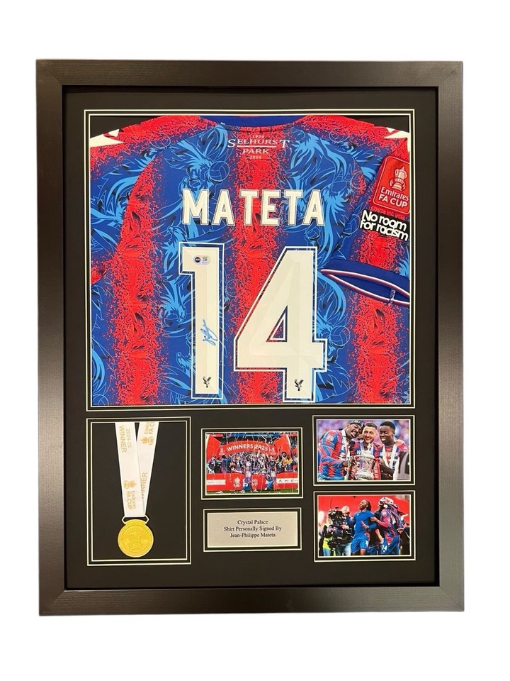 Jean-Philippe Mateta Signed SHIRT & MEDAL FRAMED CRYSTAL PALACE JERSEY ...