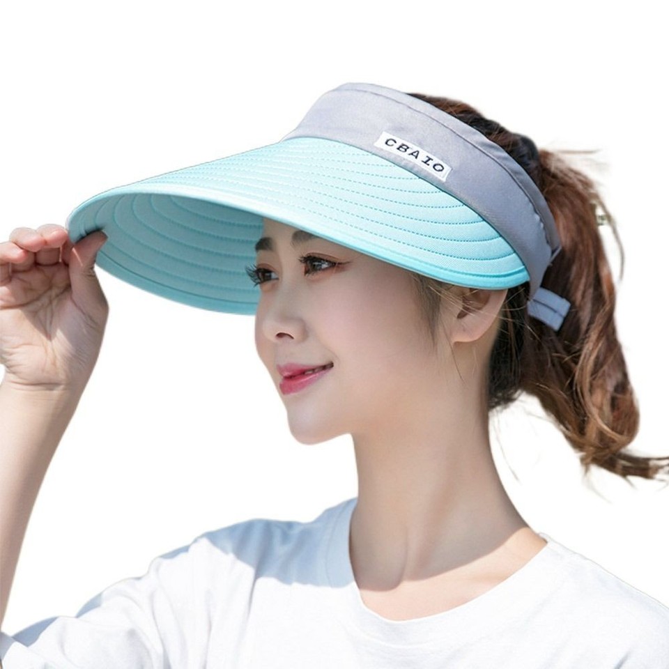 Protection Wide Brim Breathable Sports Visors Sun Hat Empty Top Hat ...