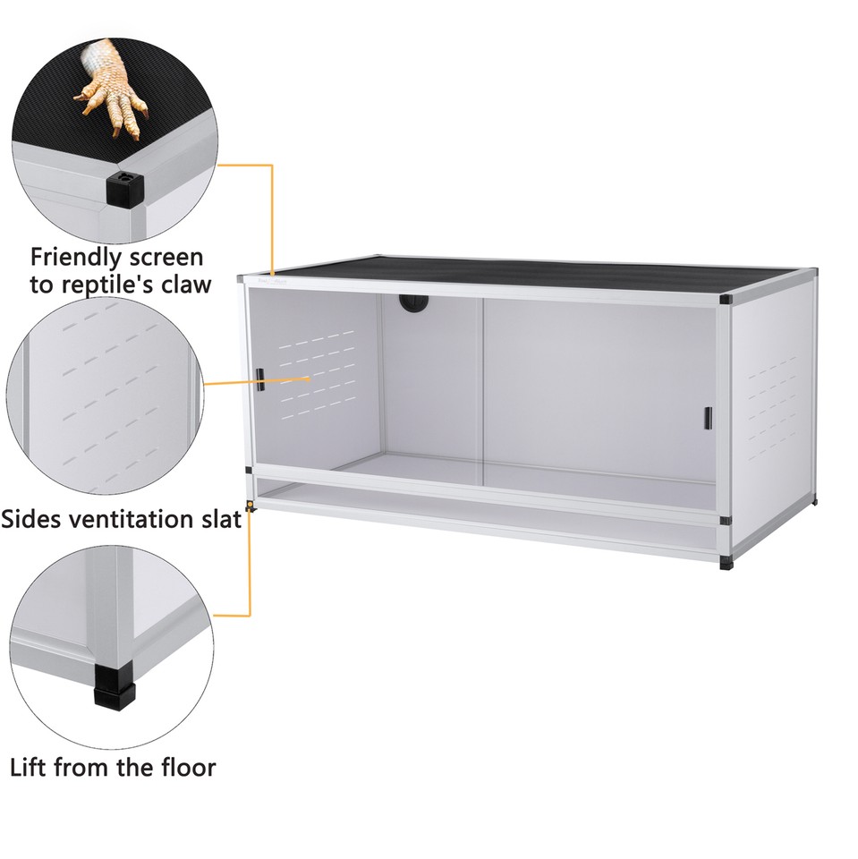 Reptile Terrarium Up to 4x2x2FT Stackable Enclosure Snake Tank 120 ...