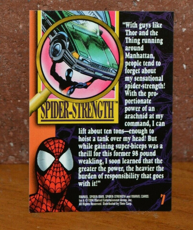 MARVEL COMICS SPIDER-MAN TRADING CARD SPIDER-STRENGTH | eBay