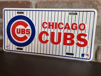 RARE Chicago Cubs MLB Classic Pinstriped Metal Embossed License Plate 6 ...
