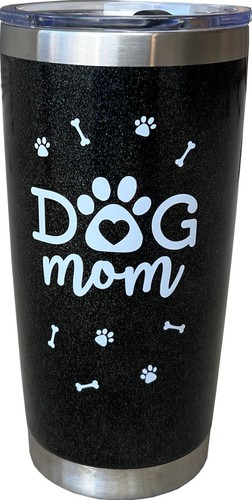 Dog Mom Cup Cute Stainless Steel Travel Tumbler Cup w/ Slide Lid Black ...