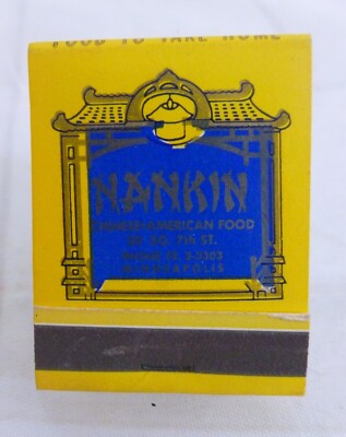 Vintage Matchbook - Nankin - Chinese American/Cantonese Food ...