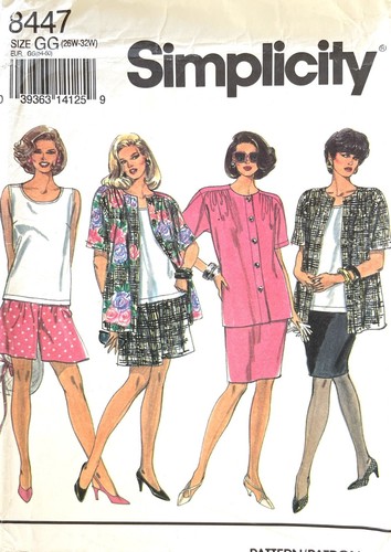1990's Simplicity Women's Skirt,Shorts,Top Pattern 8447 Size 26W-32W ...