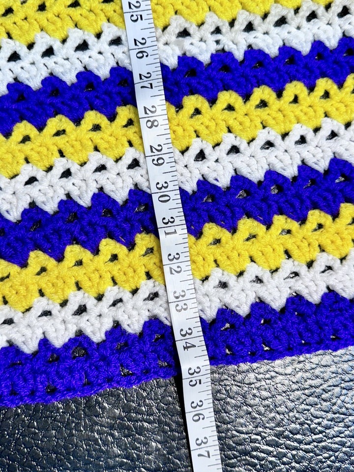 Vikings Color HANDMADE Crochet Baby Blanket Purple/white/Yellow 26" x ...