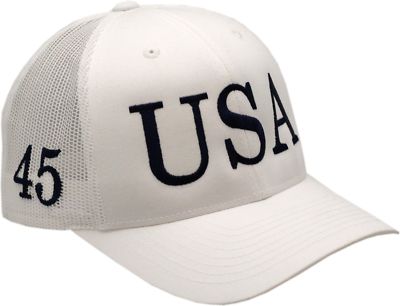 USA Trump Hat 45th & 47th President Snapback Trucker Mesh White | eBay