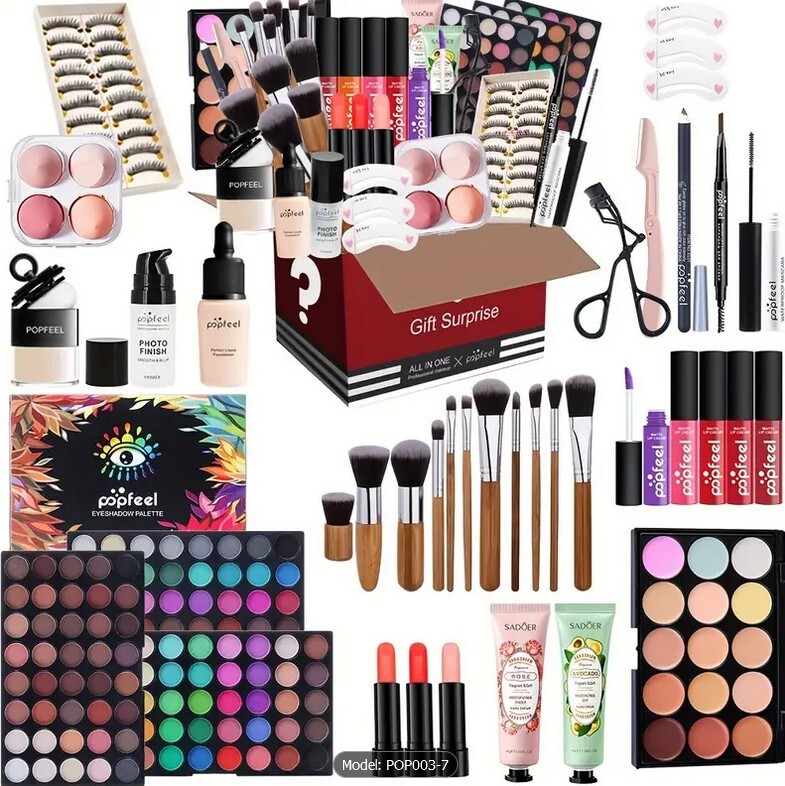 All-in-One Makeup Kit Gift Set with Eyeshadow Palette, Foundation, Lip ...