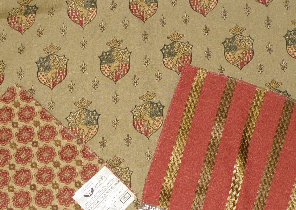 Designer Medieval Theme Fabric with Lion & Shield & 2 Coord Fabric ...