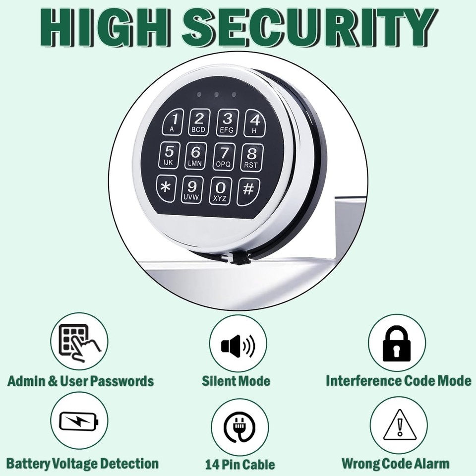 Gun Safe Lock Replacement with Solenoid Lock High Security Chrome ...