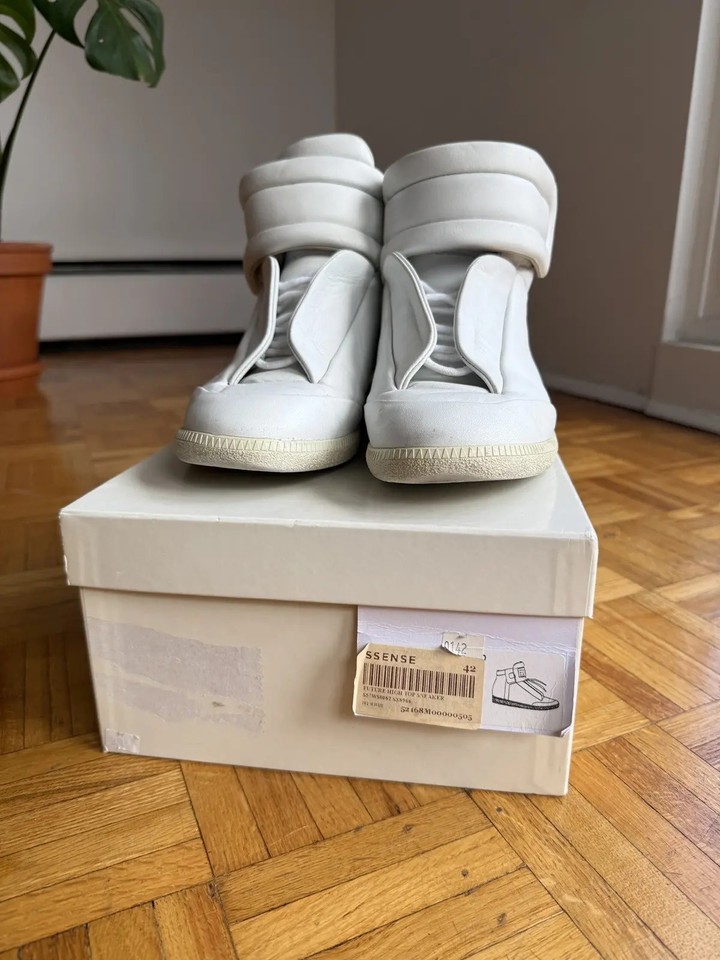 Maison Margiela Future White Men 9 42 Leather High Top Sneakers Shoes ...