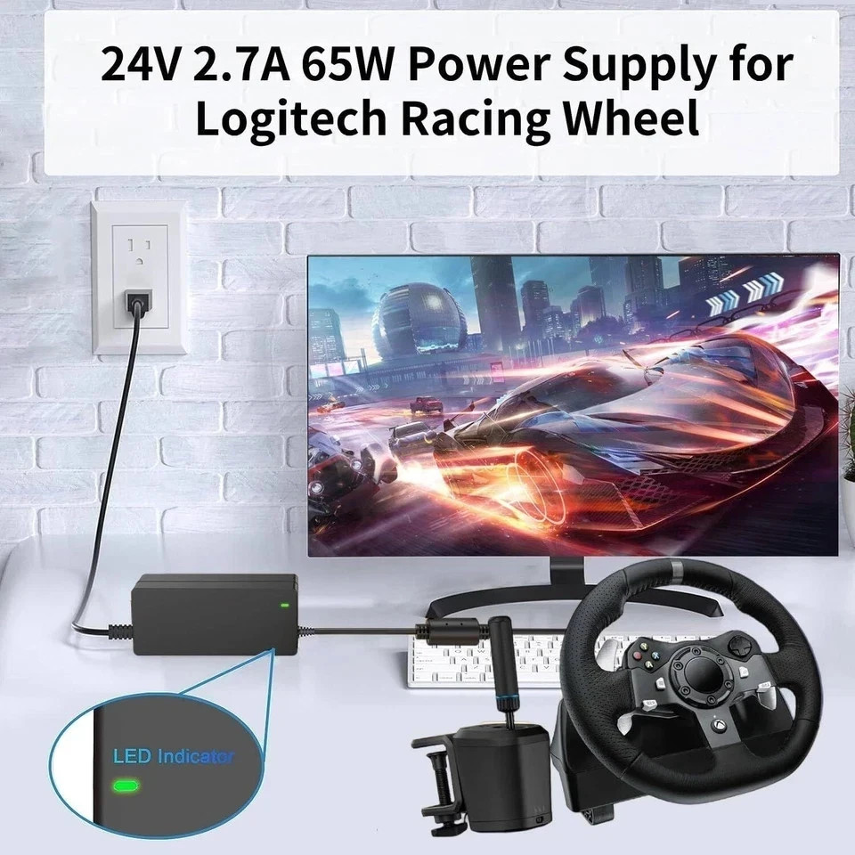 For Logitech G920 G29 Power Supply, 24V Power Adapter for Logitech ...