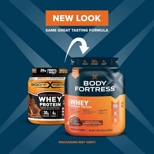 Body Fortress 100% Whey, Premium Protein Powder, Chocolate Peanut ...