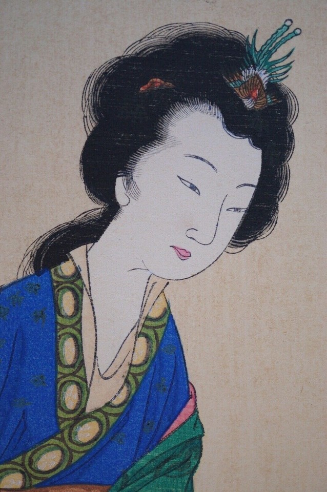 Japanese Woodblock Print Re-carved on Paper 1920th Taisho-Era 0805B15G ...