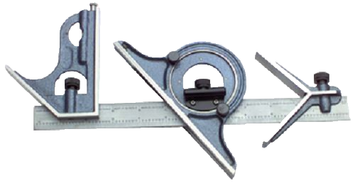 4 Piece SQUARE SET Machinist Combination 12" Rule Center Protractor ...