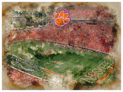 Clemson Tigers Poster Watercolor Art Print Man Cave Decor 12x16" | eBay