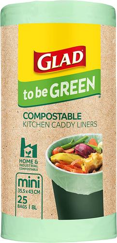 to Be Green Compostable Kitchen Caddy Liners, Mini Size Fits 8L Bin, 25 ...