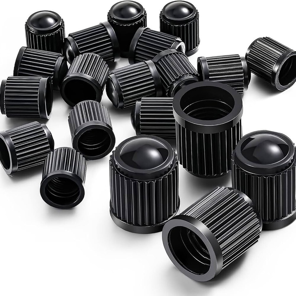 16 X CAR BIKE CYCLE BLACK PLASTIC AIR VALVE TYRE ALLOY WHEEL CAPS DUST ...
