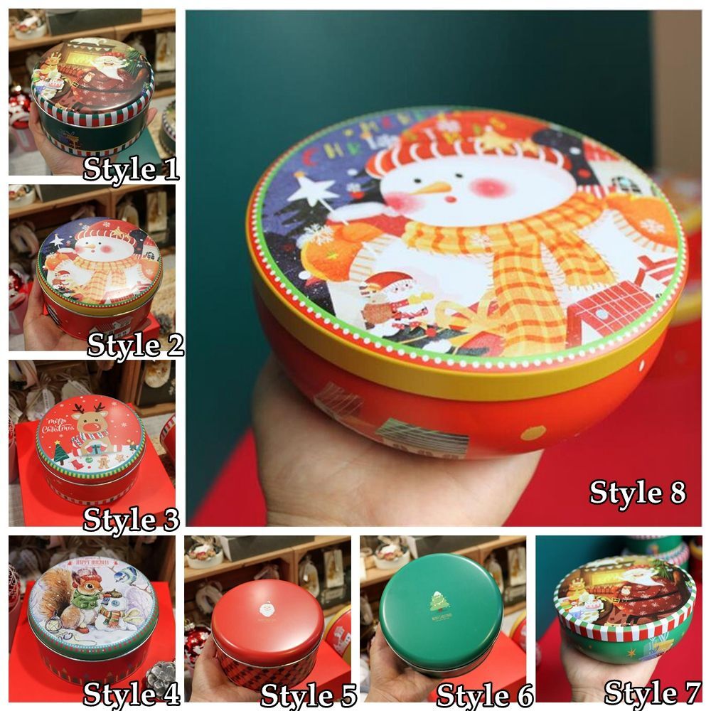 Containers Cookie Box Santa Claus Christmas Tin Gift Box Round Nesting ...