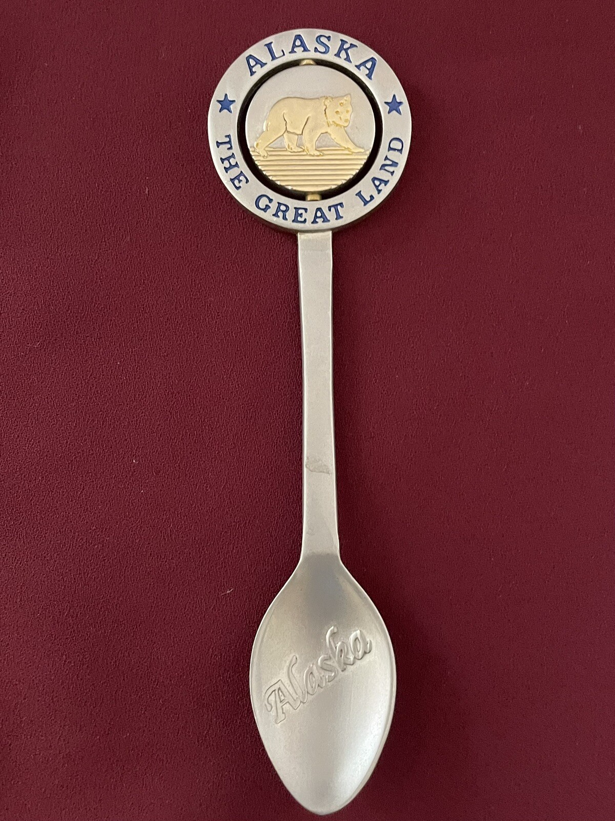 Vintage, Alaska Souvenir Spoon "The Great Land" Elk Spinner/Revolving ...