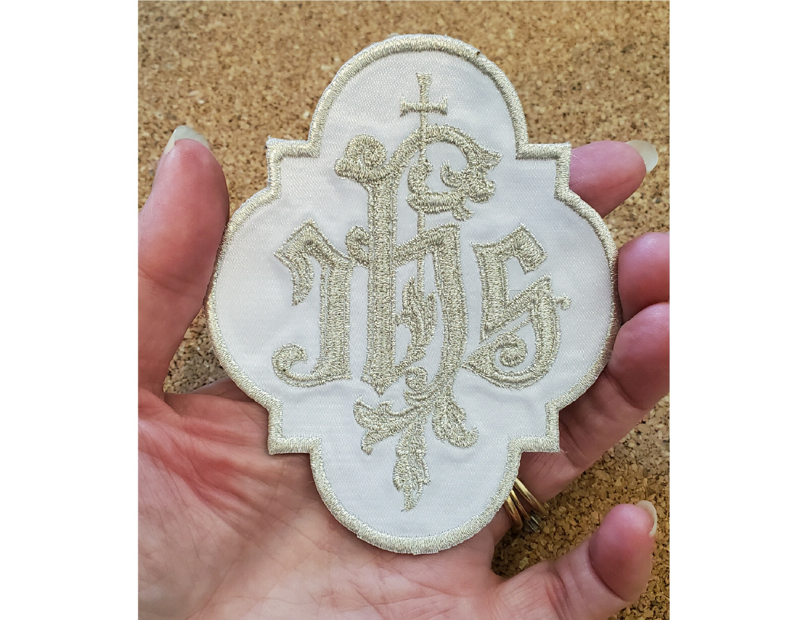 IHS - Iota-Eta-Sigma Christogram - Iron On Patch - White W/Silver 4"H ...