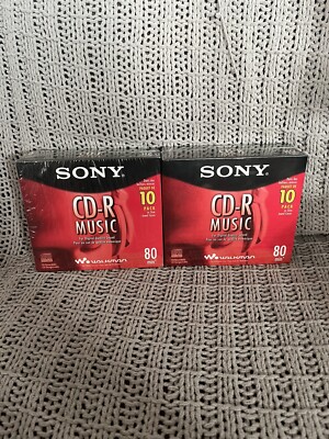 2 Sony CD-R Music 80 min. Compact Disc Recordable Slim Cases 10-Pack ...