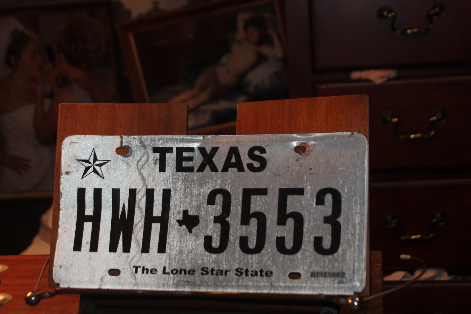 2012 Texas License Plate Lone Star State HWH 3553 ROUGH TEAR AT BOLT ...