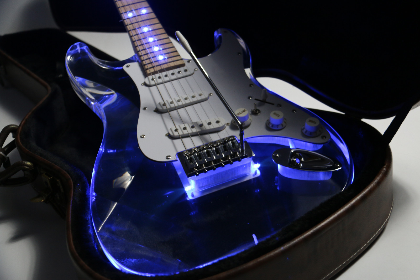LED Light Electric Guitar Frets Light Guitar Acrylic Body Crystal Free ...