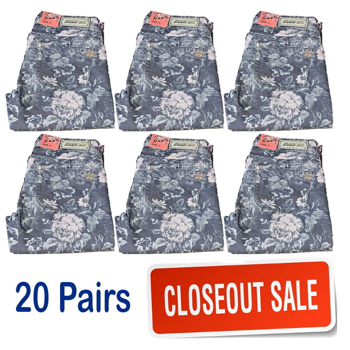 Wholesale Closeout Bulk Lot of 20 Pairs Junior Floral Stretch Skinny ...