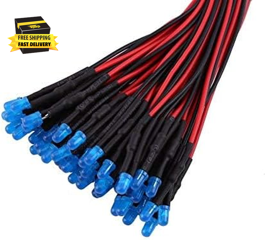 Pre-Wired Diffused LED Diodes 3Mm 5Mm 10Mm 50Pcs Multi-Color Kit for ...