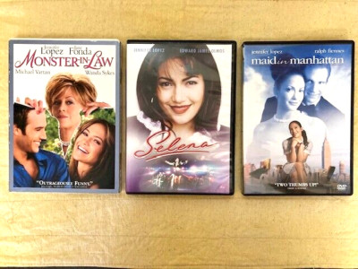 Jennifer Lopez DVD Lot of 3 "Selena", "Maid in Manhattan" and "Monster ...
