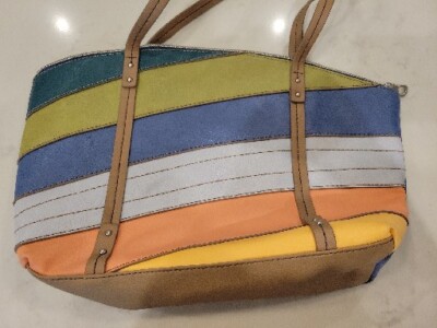 RELIC Purse Tote Handbag Satchel Retro Striped/blue 10”x16”x5” | eBay