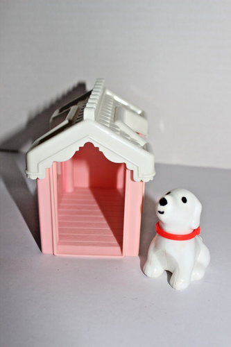 Little Tikes Dollhouse Dog Puppy Figure Playskool Pink Dog House Red ...